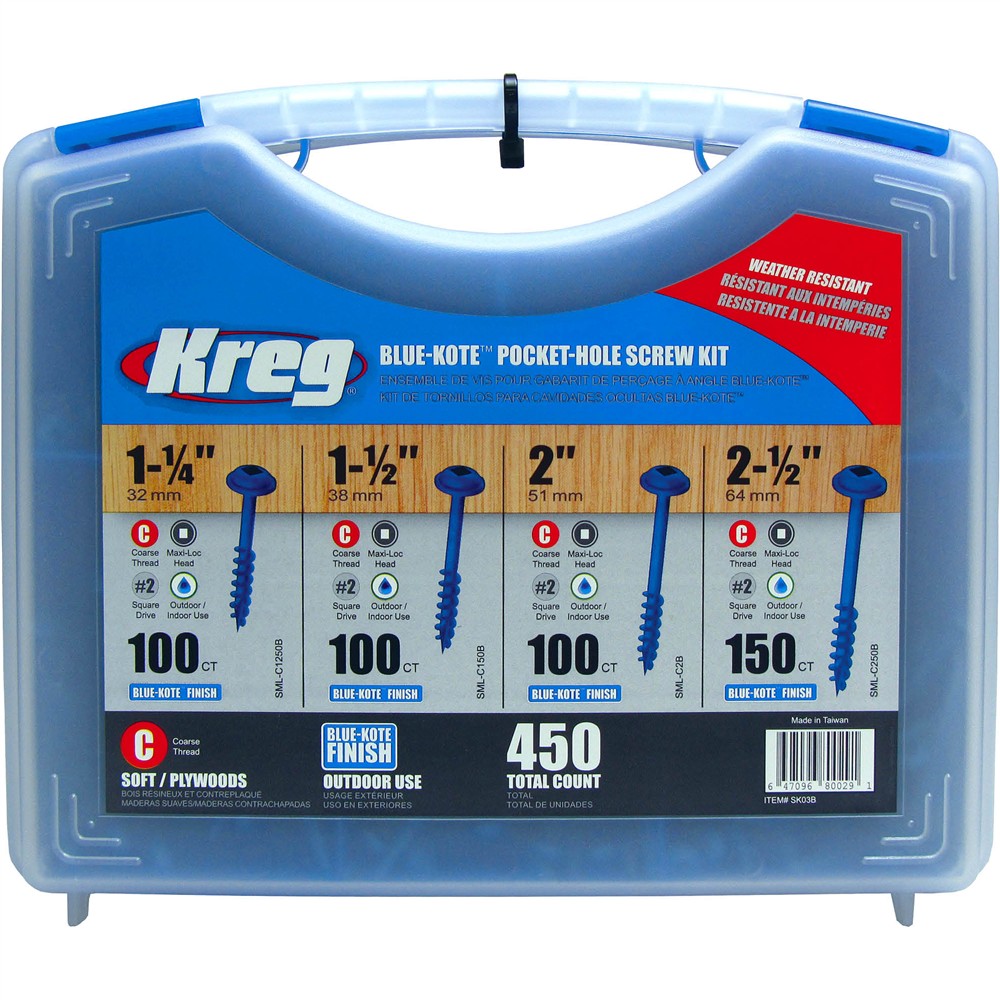 Kreg T24936 - Blue-Kote Pocket-Hole Screw Kit - Grizzly Industrial, Inc.
