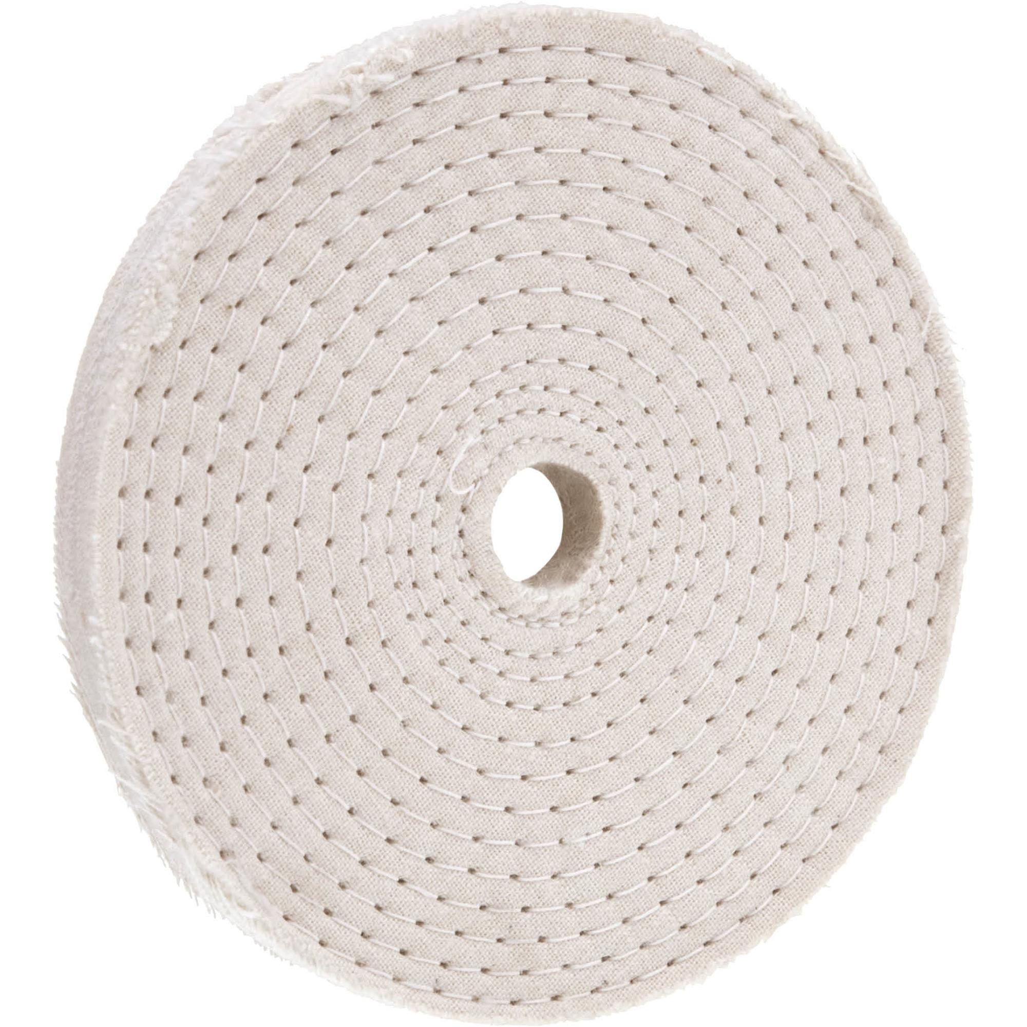 4" x 30 Ply x 1/2" Spiral Sewn Buff Wheel, 5,000 RPM - Grizzly Industrial