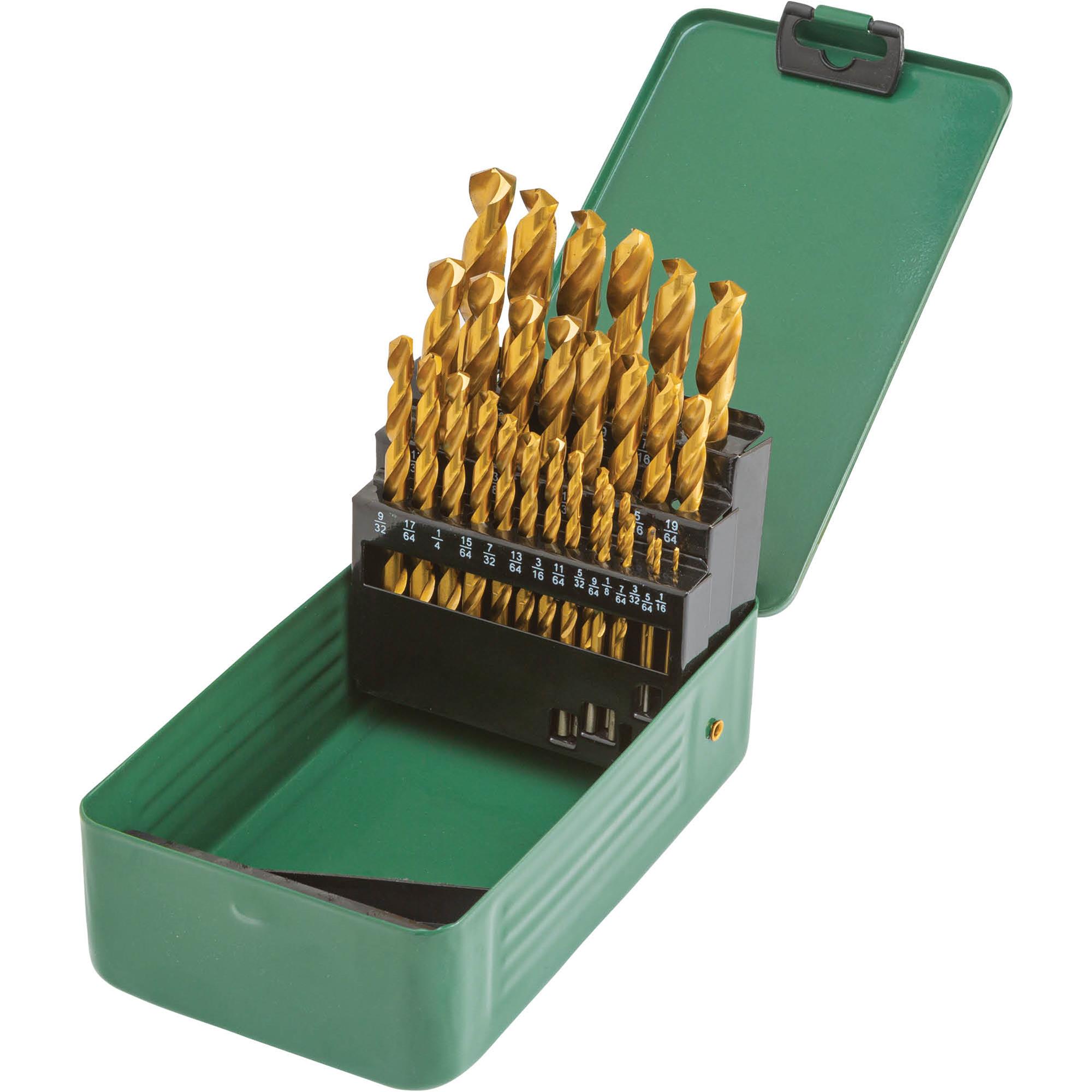 M2 HSS TiN-Coated Drill Bit Set, 29 Pc. - Grizzly Industrial